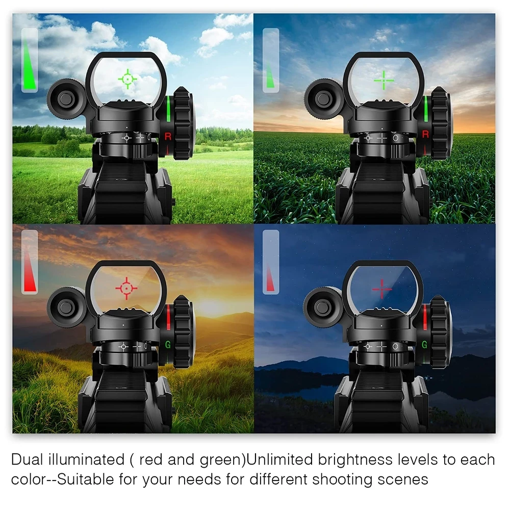 Red Dot Archery Sight 20mm LED Red/Green Dot Reflex Sight - 4 Reticle ...