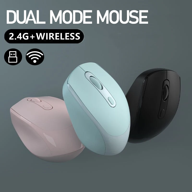 Rato sem fio de modo duplo, mouse óptico ergonômico de computador 2.4g ...