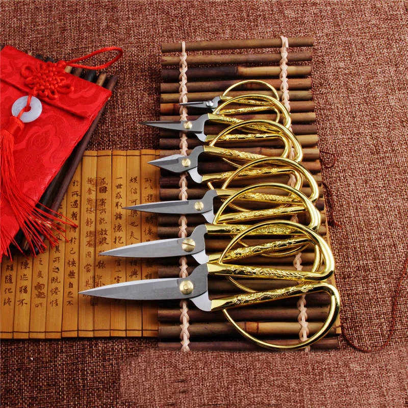 Vintage Gold Embroidery Sewing Scissors Dragon And Phoenix Shears ...