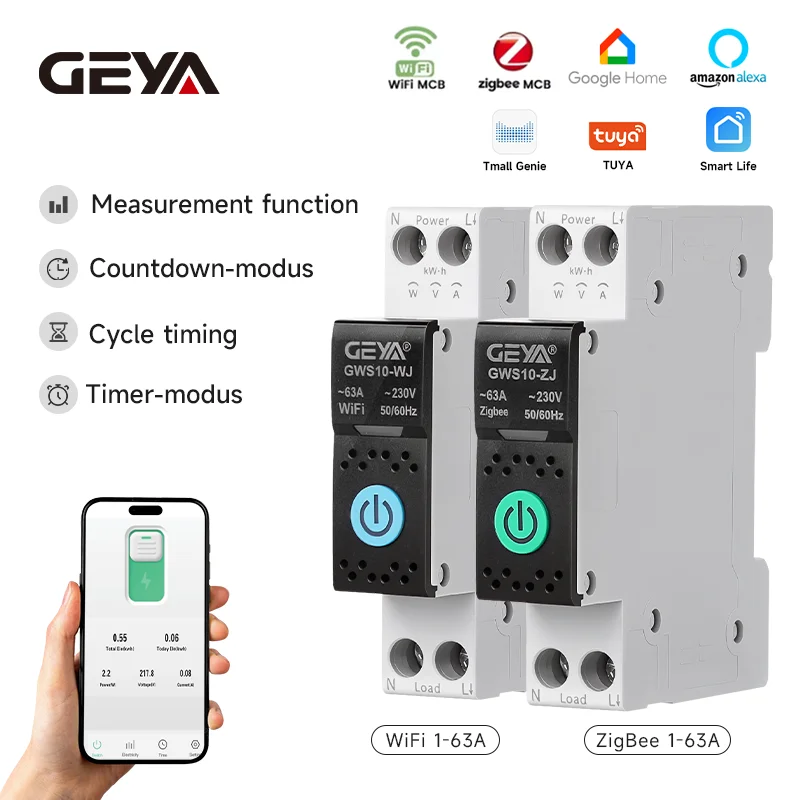 GEYA WiFi/ZigBee MCB Smart Circuit Breaker Over Current Protection ...