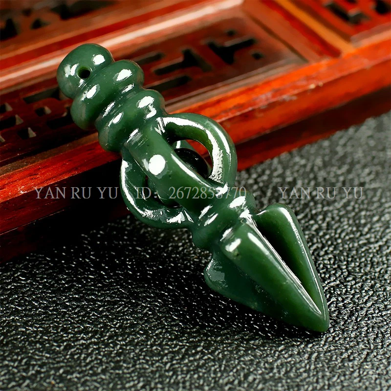 Green Natural Hetian Jade Demon Subduing Pestle Pendant Man Personality ...