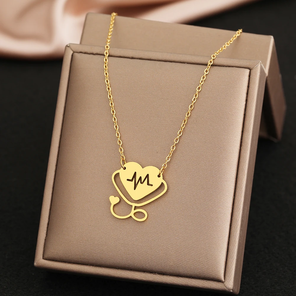 Stainless Steel Necklaces Heartbeat Stethoscope | Stainless Steel ...