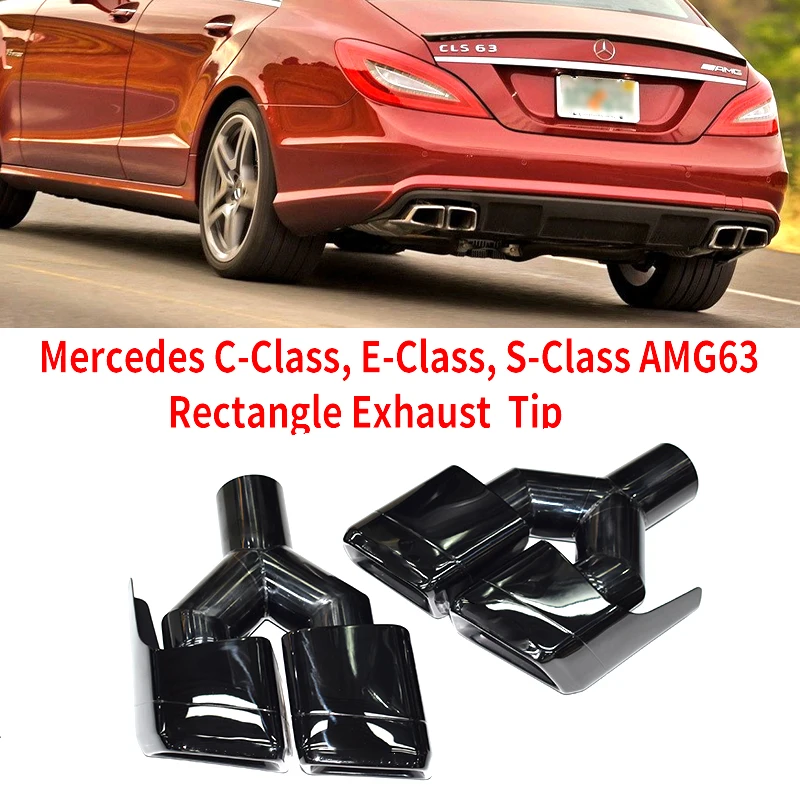 For Mercedes- Benz E-Class CLS W212 W218 E63 Muffler Tip Four Outlet ...