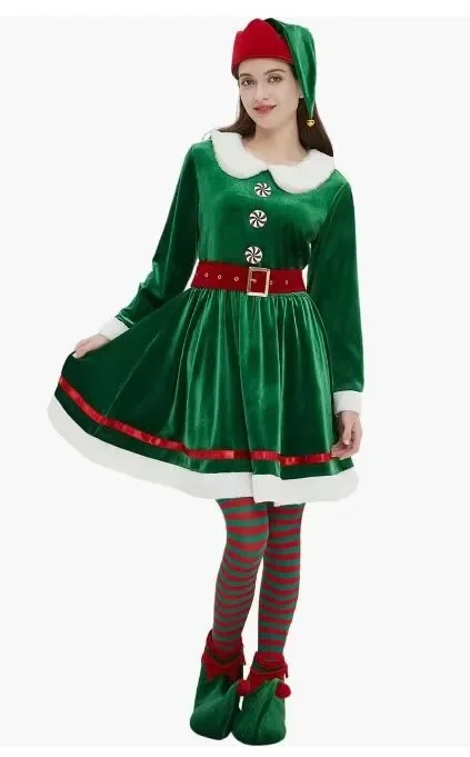 Disfraz de elfo para mujer, vestido navideño para adulto, lindo elfo de ...