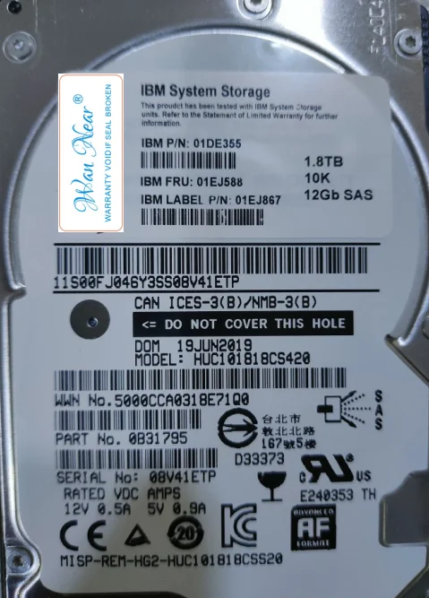 For 01DE355 01EJ588 01EJ867 01NN120 1.8T SAS V3700V2
