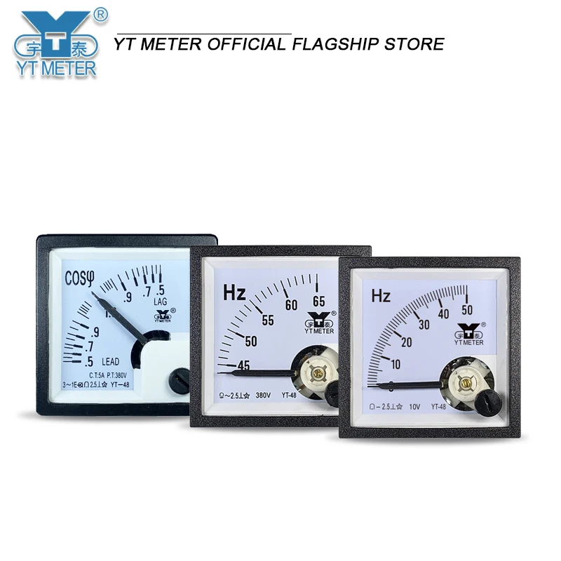 Yt48-pointer-frequency-meter-100V-220V-380V-45-55Hz-45-65hz-10V-AC-DC ...