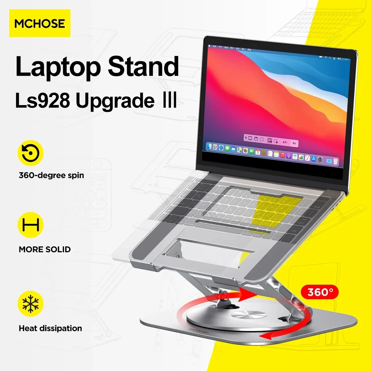 MC LS928 Aluminum Alloy Laptop Stand 360° Rotating Notebook Holder For ...