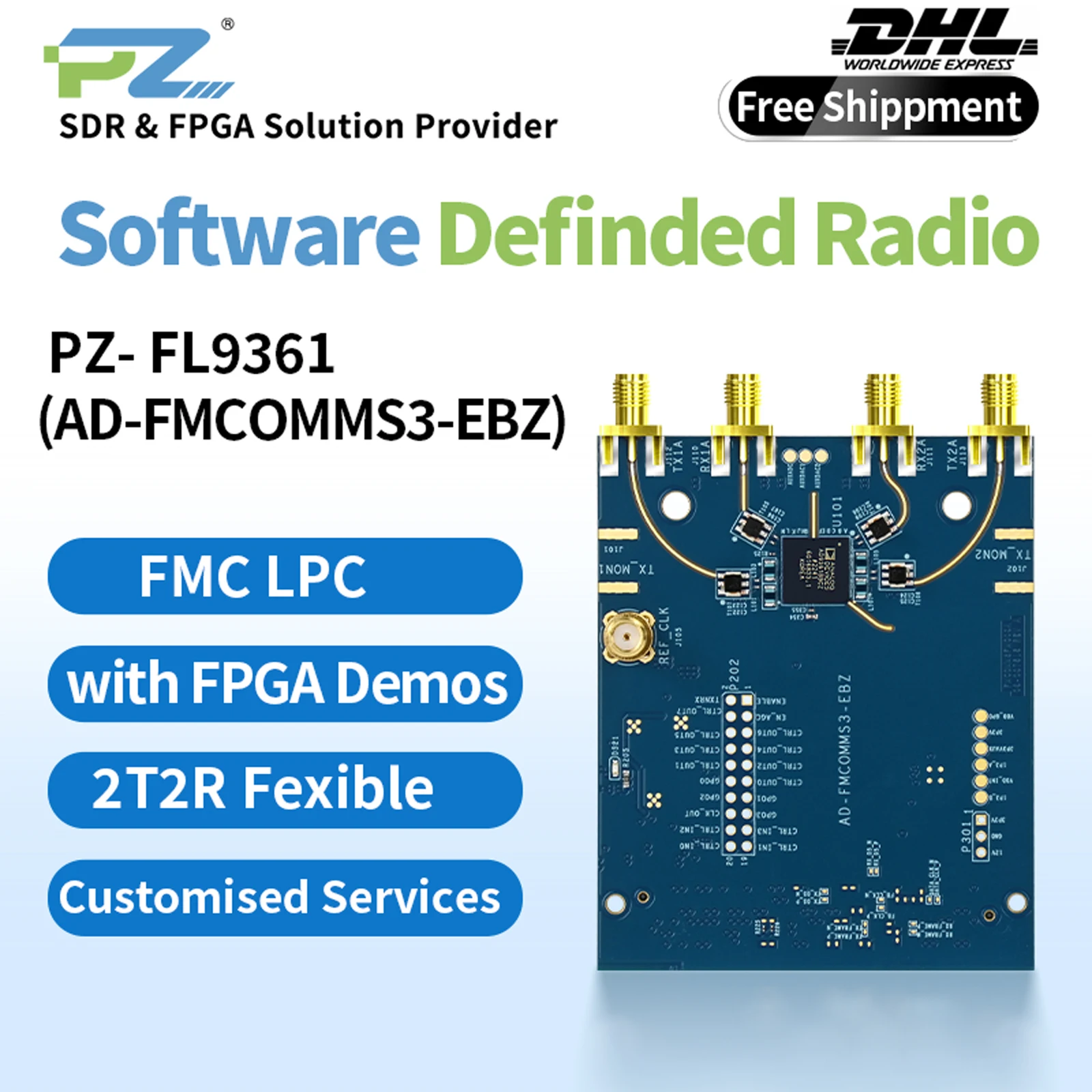Puzhi PZSDR AD-FMCOMMS3-EBZ SDR transceiver Software Radio Demo Board ZYNQ7020 ZYNQ7100 SoC ADI ...