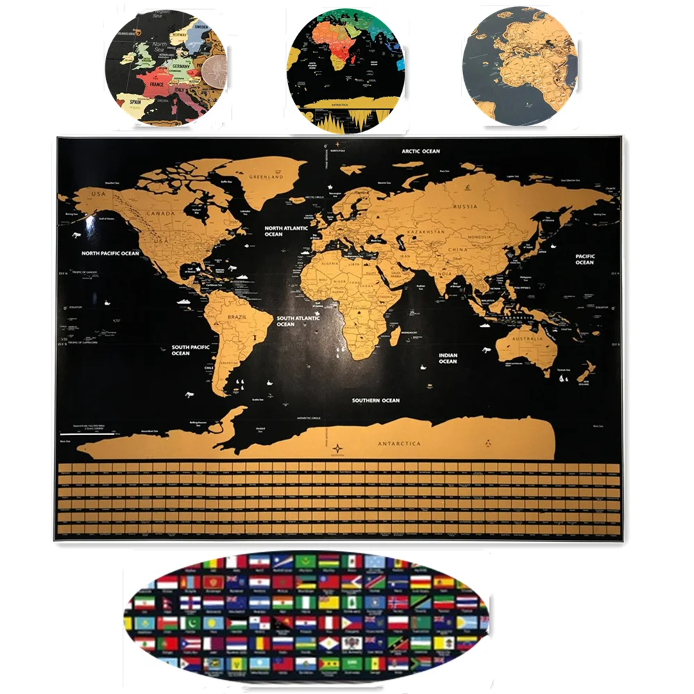 Big-Luxury-Gold-Foil-Scratch-World-Maps-with-all-Country-Flags-Wall ...