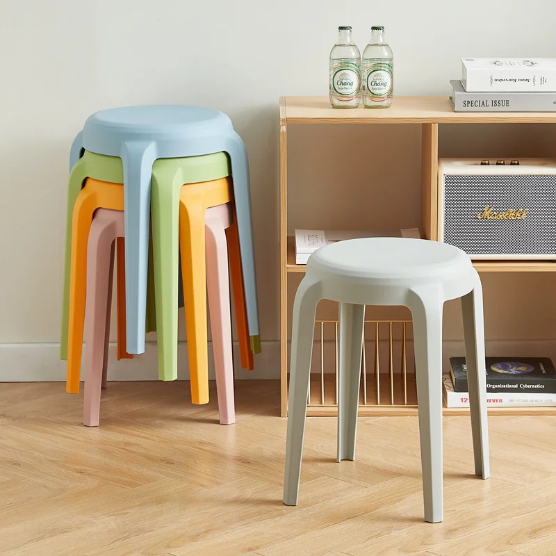 Household Thickened Plastic Stools Living Room Stackable Dining Chairs ...