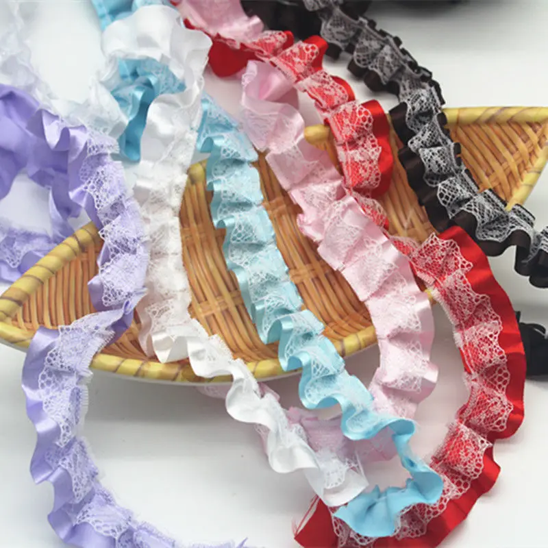 3YD-2-5cm-Chiffon-Tape-Ribbon-Pleated-Chiffon-with-Lace-Trim-Patchwork ...