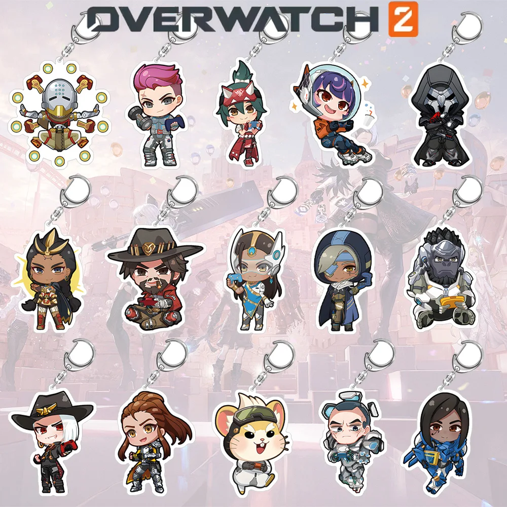 Porte-clés en acrylique Overwatch 2 : Personnages Sigma, Zarya, D.Va ...