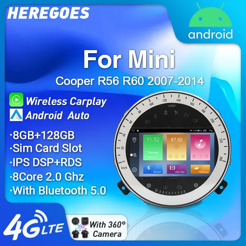 Carplay-7-Car-Radio-2-Din-Android-12-Navigation-For-Mini-Cooper-R55-R56 ...