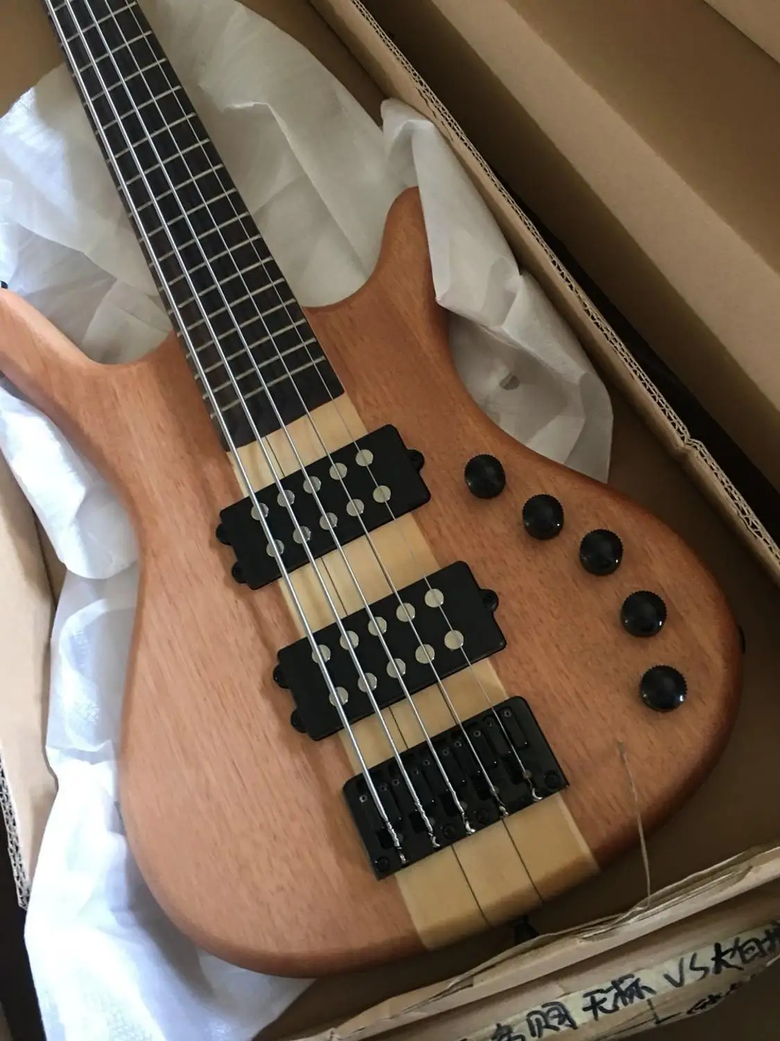 W-model-Electric-bass-natural-color-5-string-neck-thru-body-building ...