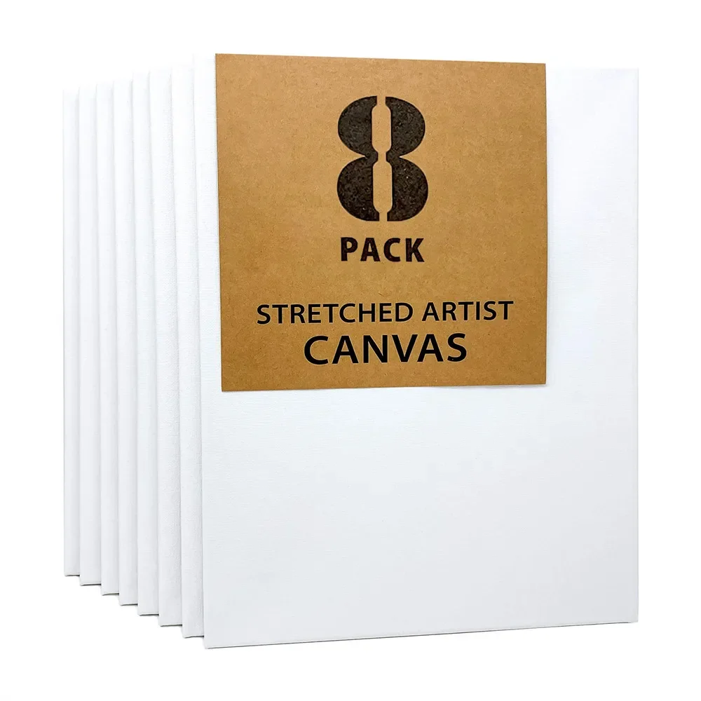 Set of 8 Blank Stretched Cotton Canvas On Square Wooden Frames for ...