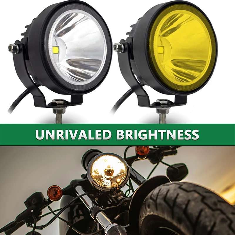 Universal Motorcycle LED Fog Light 20W 6000LM Spotlight FloodLight ...