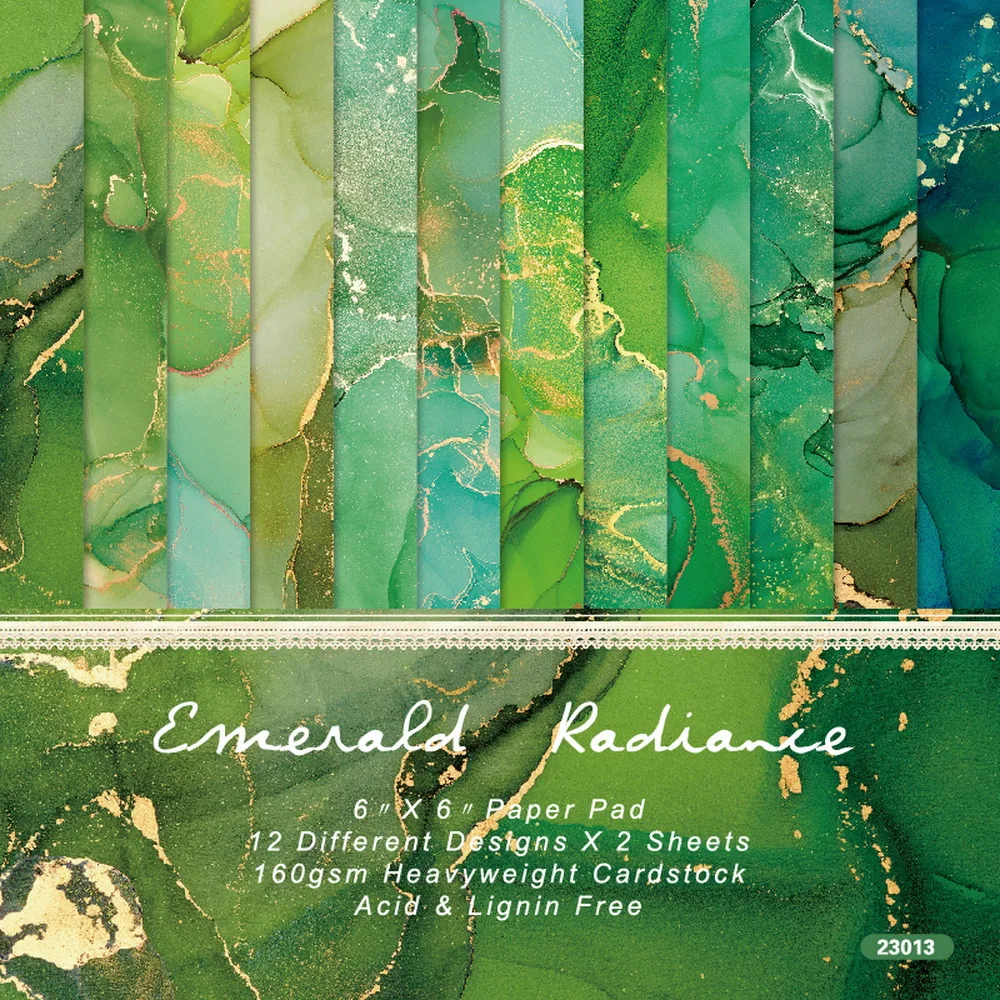 Alinacutle-Emerald-Radiance-Paper-Pack-24-sheets-6-Patterned-Paper-Pad ...
