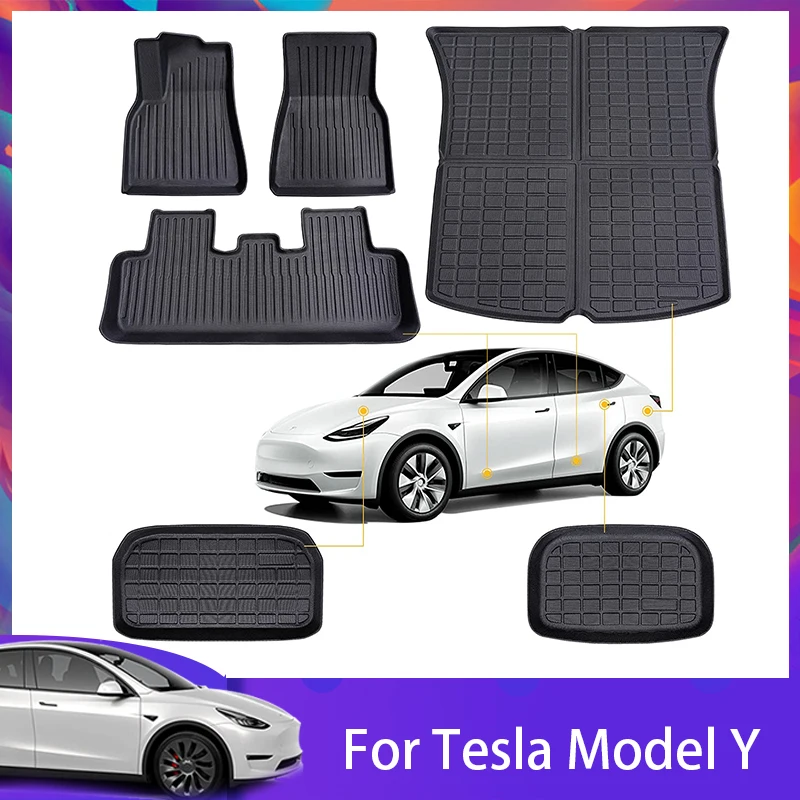 For-Tesla-Model-Y-2023-Floor-Front-Rear-Trunk-Mats-Waterproof-Anti-Slip ...