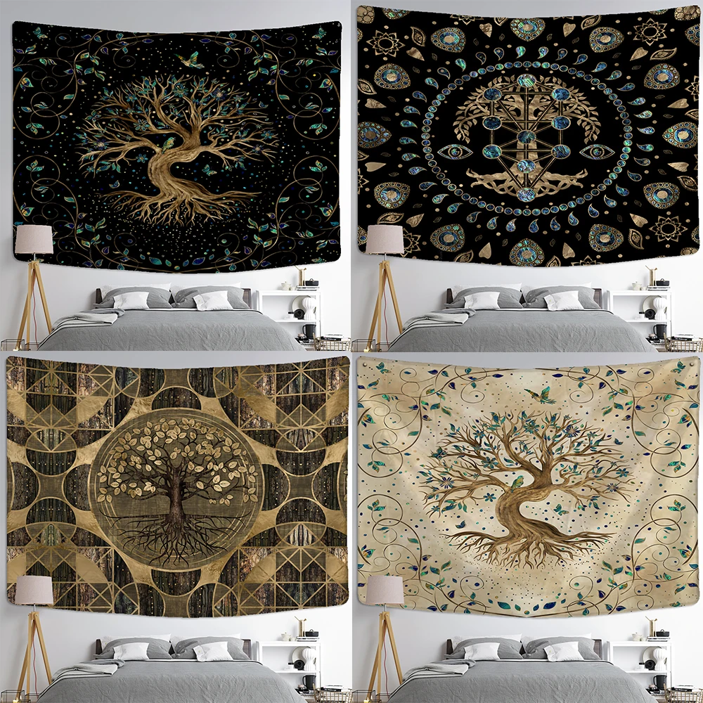 Wall-Mounted-Boho-Yoga-Mat-Queen-Sheet-Psychedelic-Voodoo-Hippie-Home ...