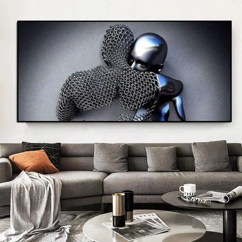 Nordic Abstract Metal Figure Canvas Painting Romantic Sculpture Statue ...