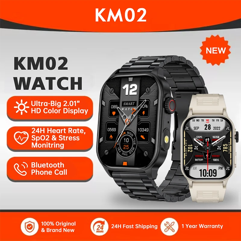 LIGE New KM02 Smart Watches Men 2.01 " Outdoor Sports Fitness Tracker ...