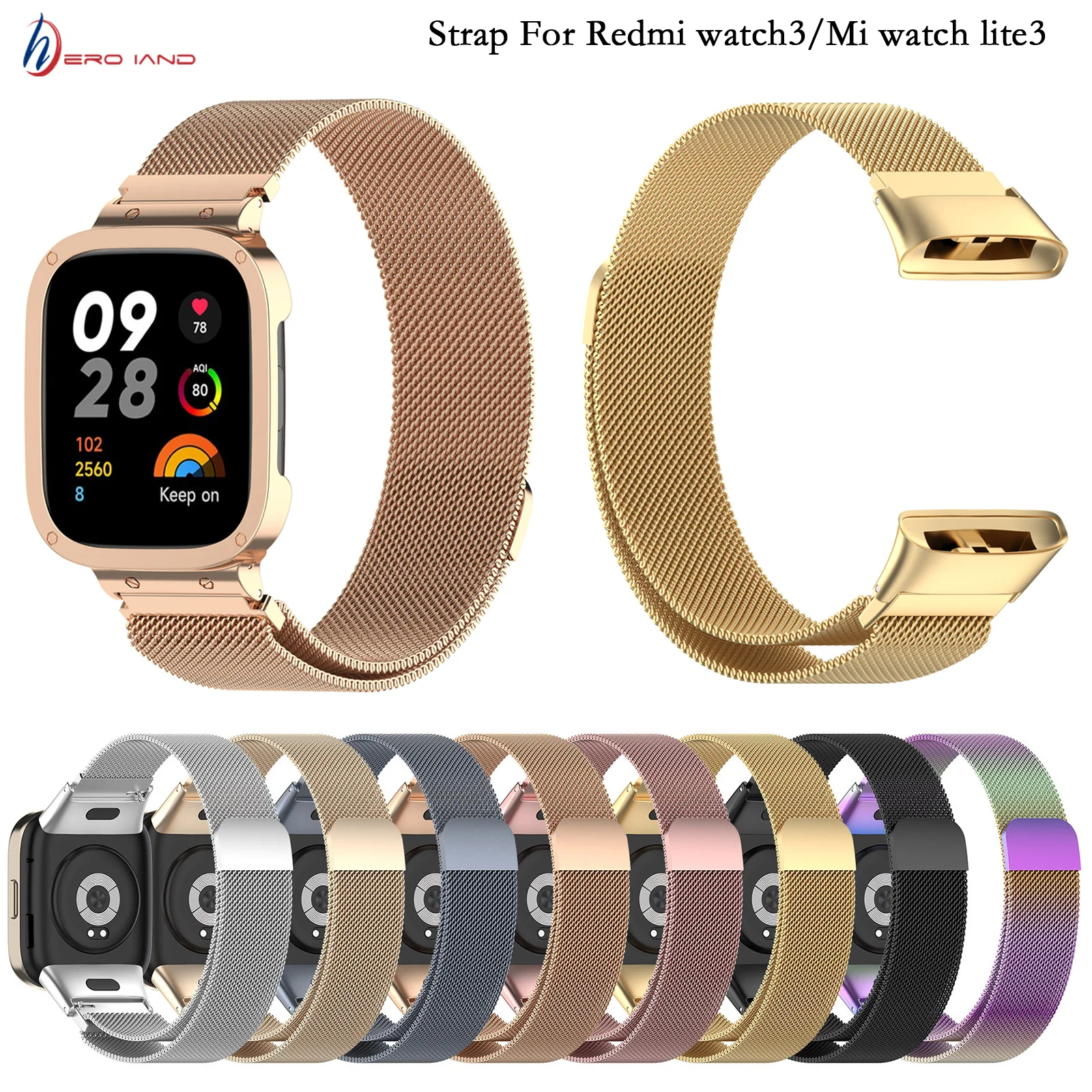 Heroland 20MM Milanese Loop Strap For Redmi Watch3 Mi Watch Lite3 Metal heroland-20mm-milanese-loop-strap-for-redmi-watch3-mi-watch-lite3-metal