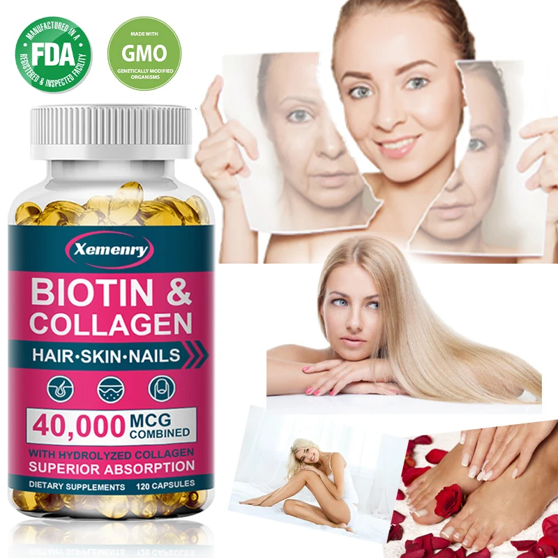 Collagen Biotin Capsules for Extra Strength Boost Hair, Skin and Nails ...