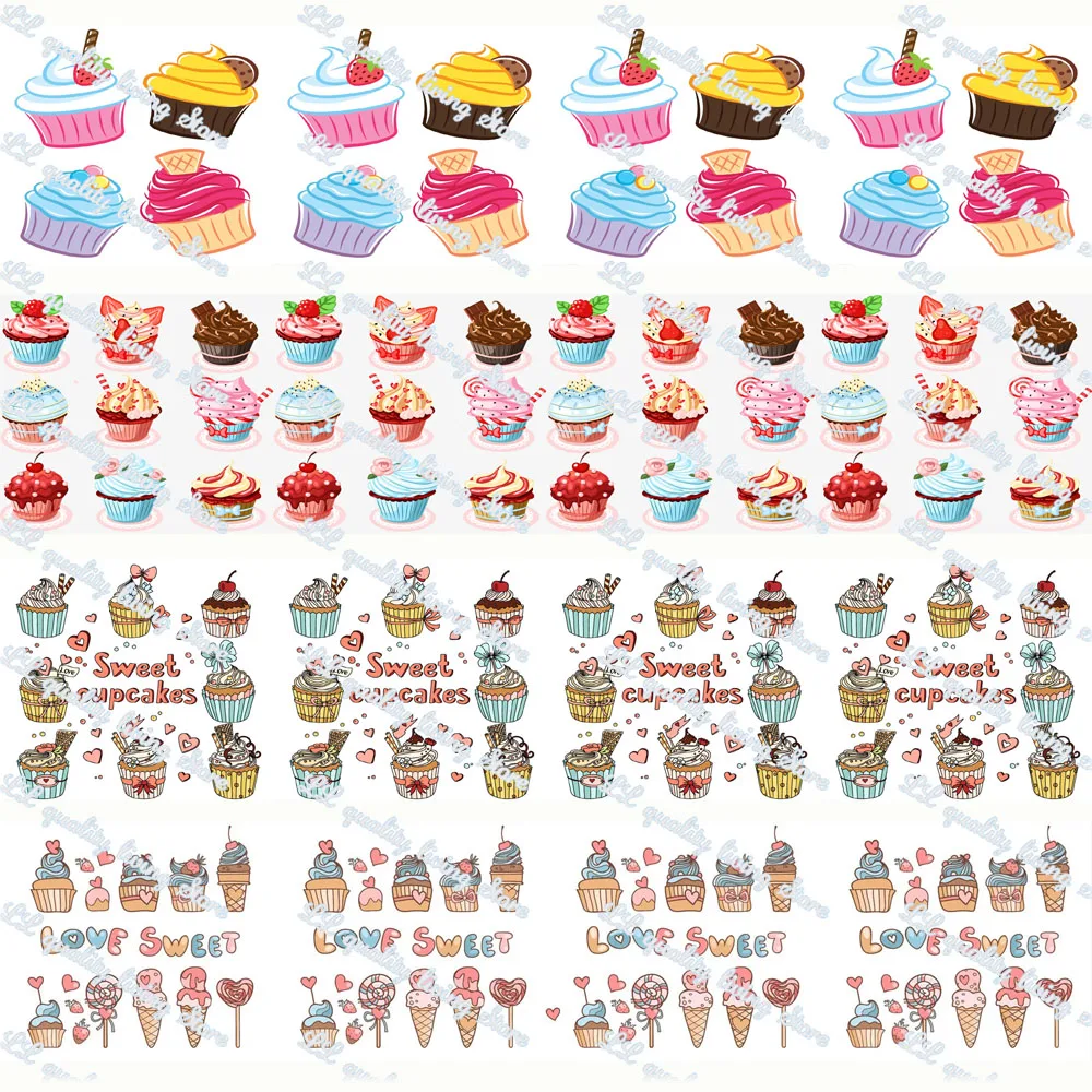 16-75mm-Cartoon-Cupcake-Dessert-Graffiti-Print-Grosgrain-Stretch-Ribbon ...