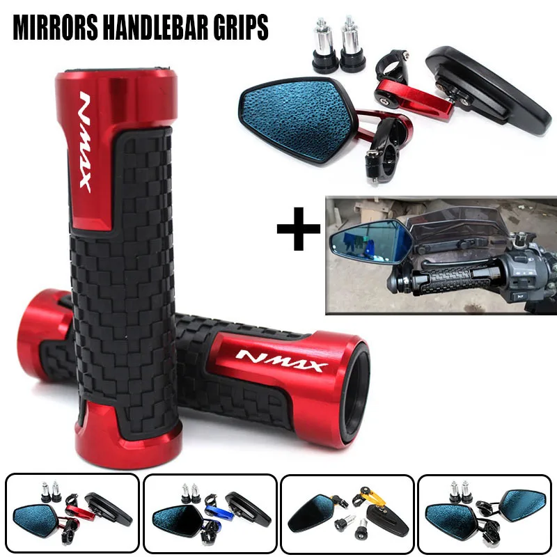 Motorcycle-View-Bar-End-Side-Rearview-Mirrors-handlebar-Grips-Fit-for ...