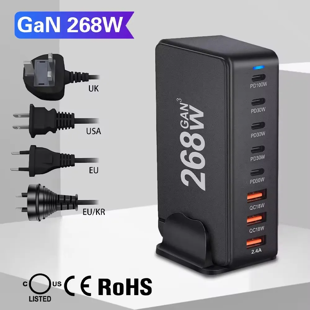 268W-Desktop-GaN-Charger-8-port-USB-Type-C-PD-Charger-Fast-Charge-3-0 ...