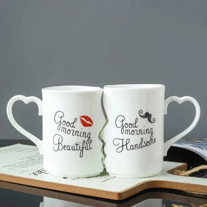 2 PCS Couple Cup Kiss Mug White Ceramic Cup Melhor Criativo Vermelho ...