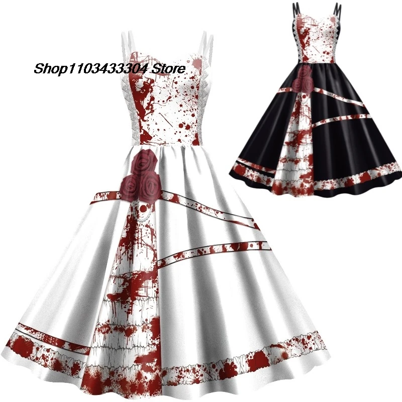 Halloween-Horrible-Blood-Rose-Princess-Cosplay-Costumes-Girls-Women ...
