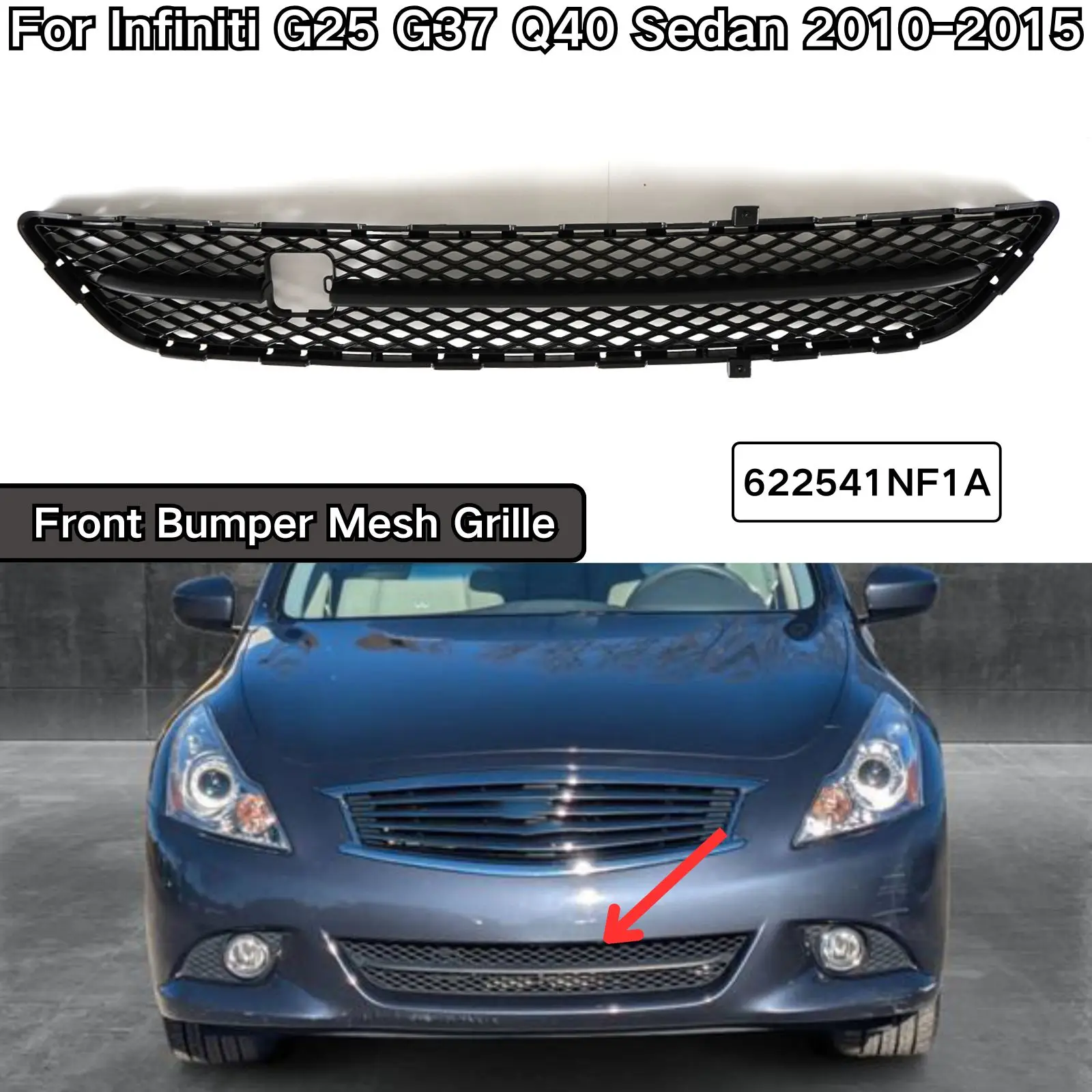 For 2010-2015 Infiniti G25 G37 Q40 Sedan Front Bumper Mesh Grille ...