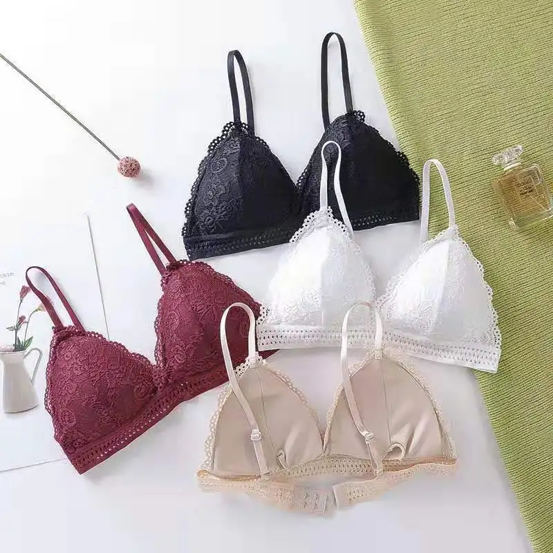 Lace-bra-French-triangle-cup-no-underwire-bra-Thin-strap-beauty-back ...