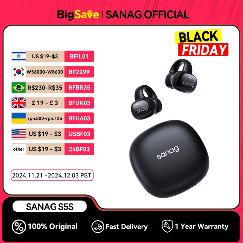 Sanag-auriculares-inal-mbricos-S5S-con-Bluetooth-dispositivo-de-audio-TWS-HD-para-llamadas-EQ ...