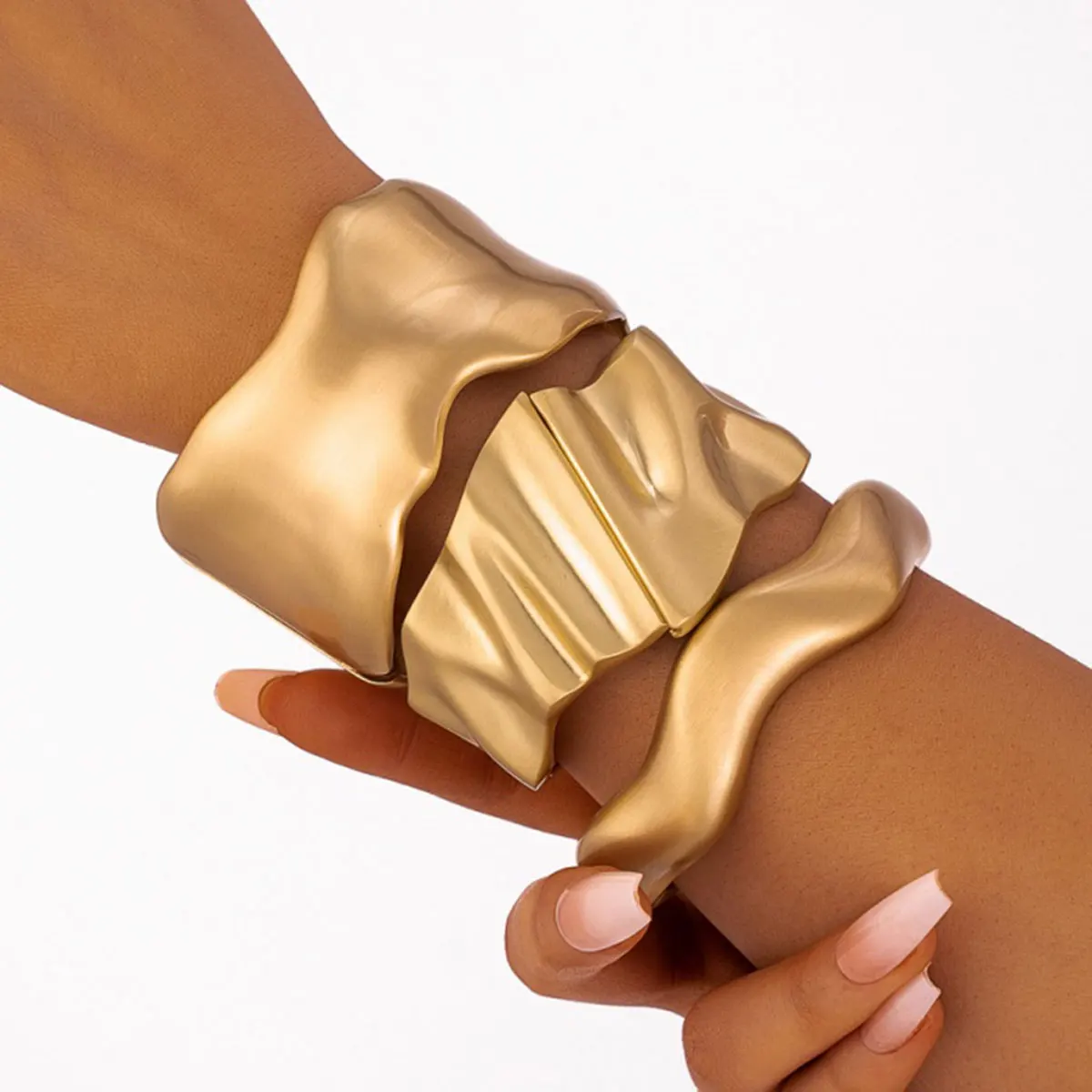 KMVEXO Punk Geometric Matte Frosted Cuff Bangles For Women Statement ...