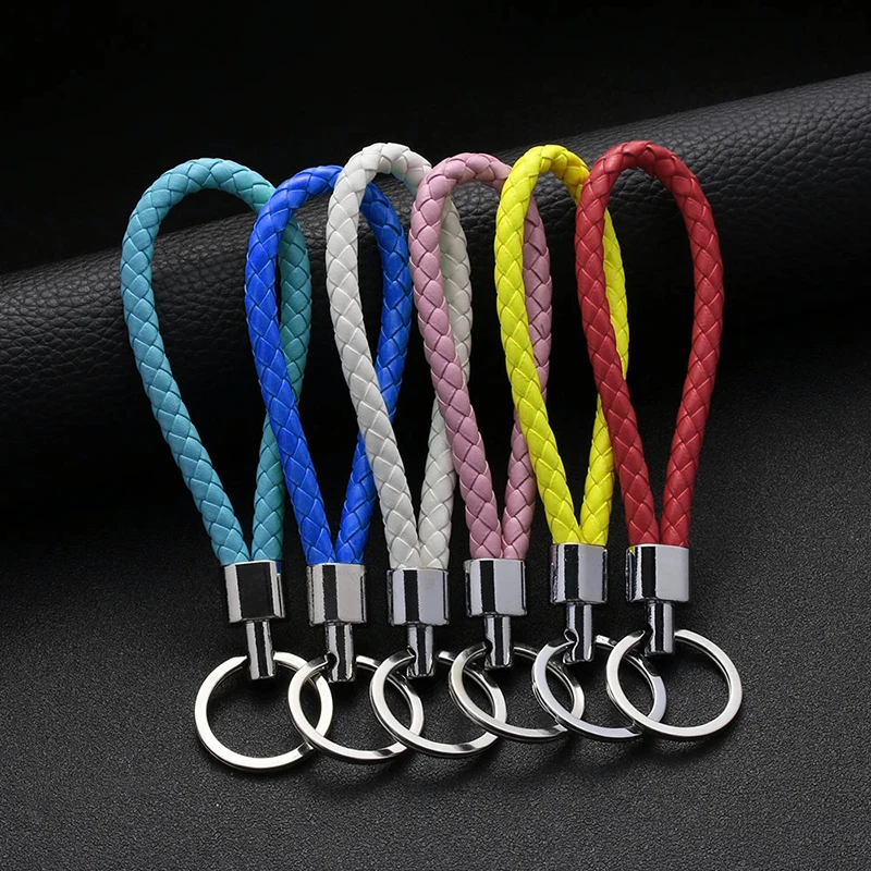 PU-Leather-Braided-Woven-Rope-Keychain-DIY-Bag-Pendant-Key-Chain-Men ...