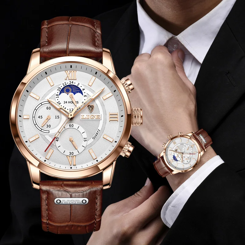 LIGE-reloj-anal-gico-con-correa-de-cuero-para-hombre-nuevo-accesorio-de ...