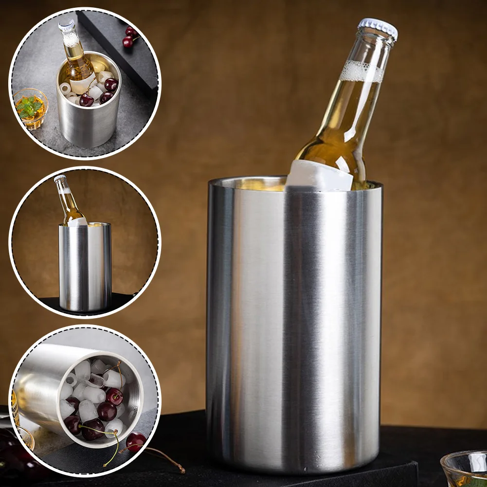 Stainless-Steel-Ice-Bucket-Double-Wall-Wine-Chiller-BucketS-Household ...