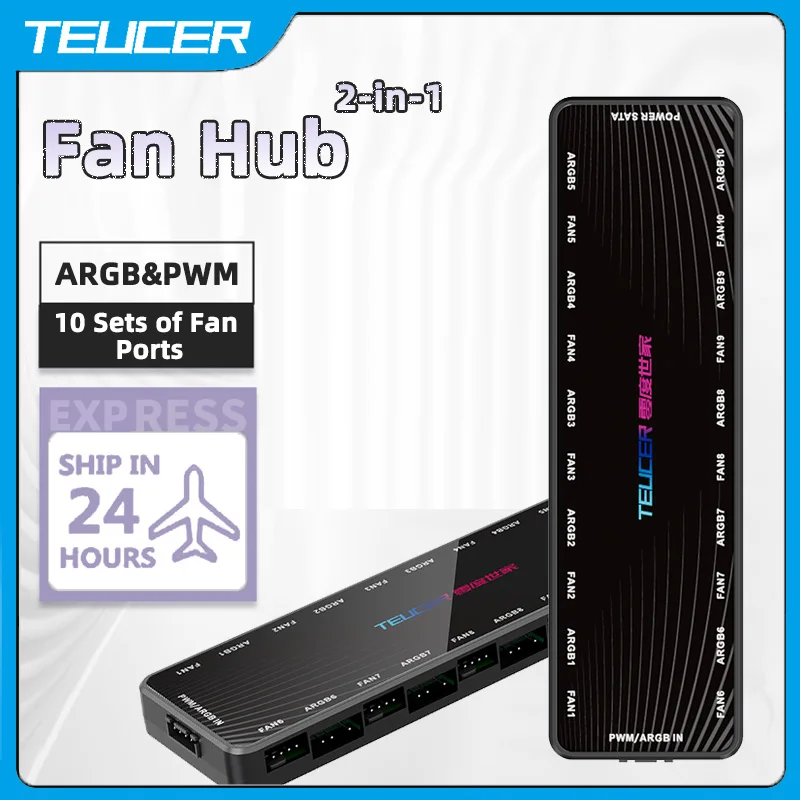 TEUCER-ARGB-Controller-1-To-10-4pin-PWM-Cooling-Fan-Hub-Sata-Powered ...