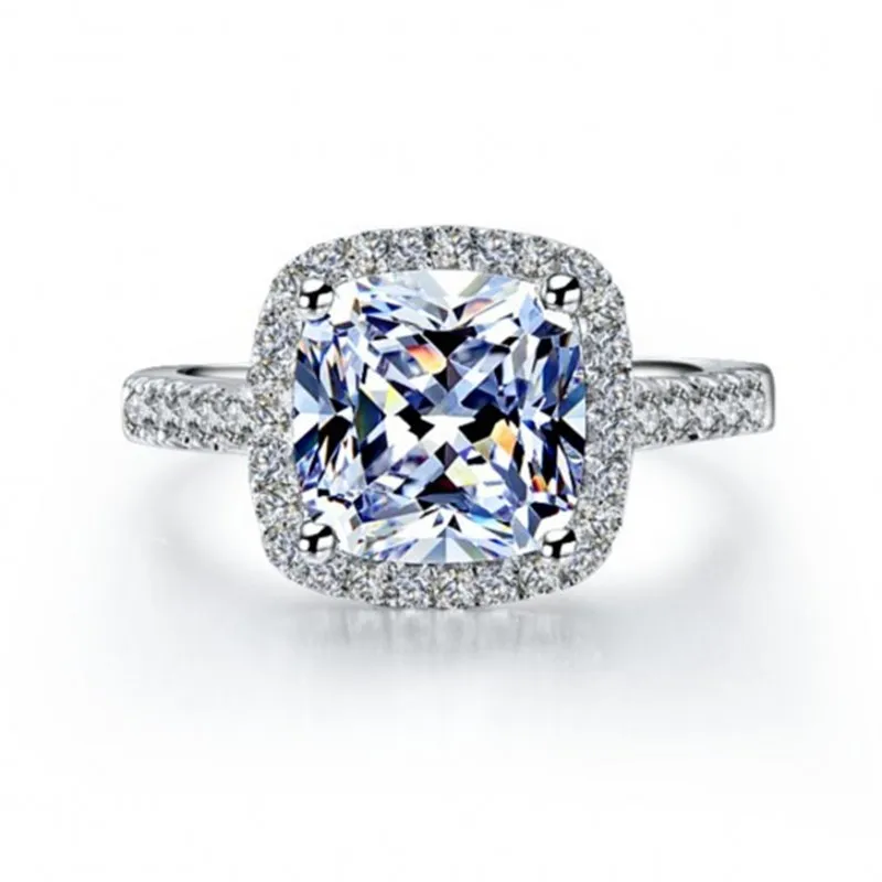 2020 Cushion cut 3ct Lab Diamond Ring White Gold Filled Jewelry Engagement Wedding band Rings for Women Bridal Party accessory AliExpress