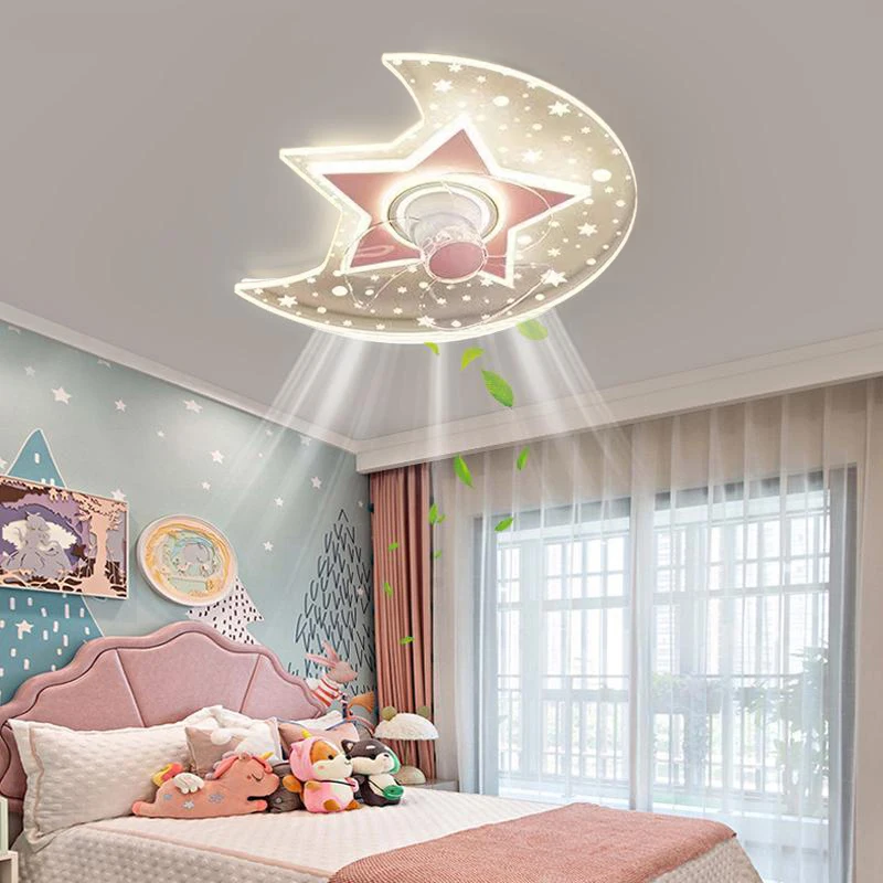 Children-Ceiling-Fan-With-Light-Kids-Room-Light-Ceiling-Star-Moon ...