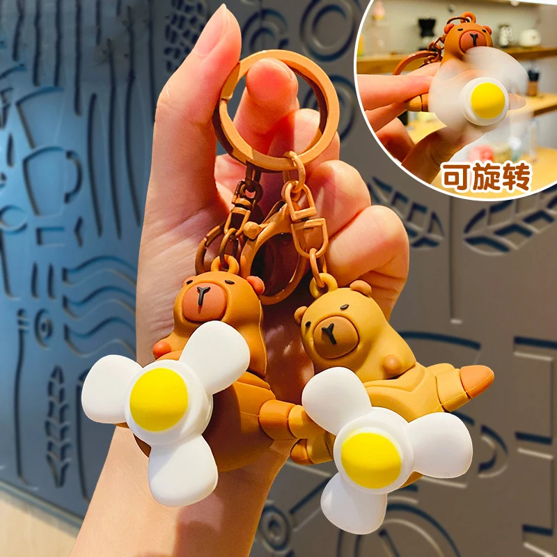 Creative Capibala Happy Spin Aircraft Propeller Keychain Figure Cute ...
