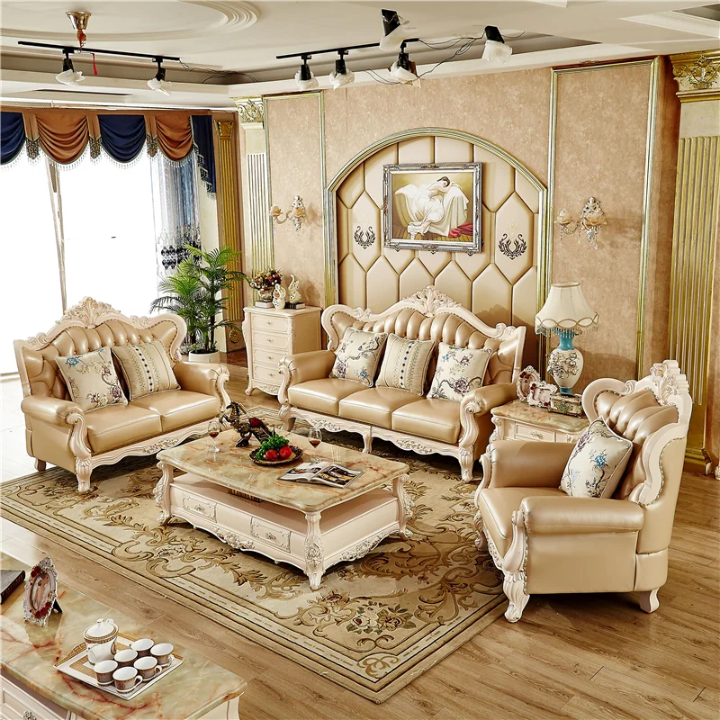 Pearl-White-Classic-Solid-Wood-Frame-Sofas-Carved-Art-Design-Living ...