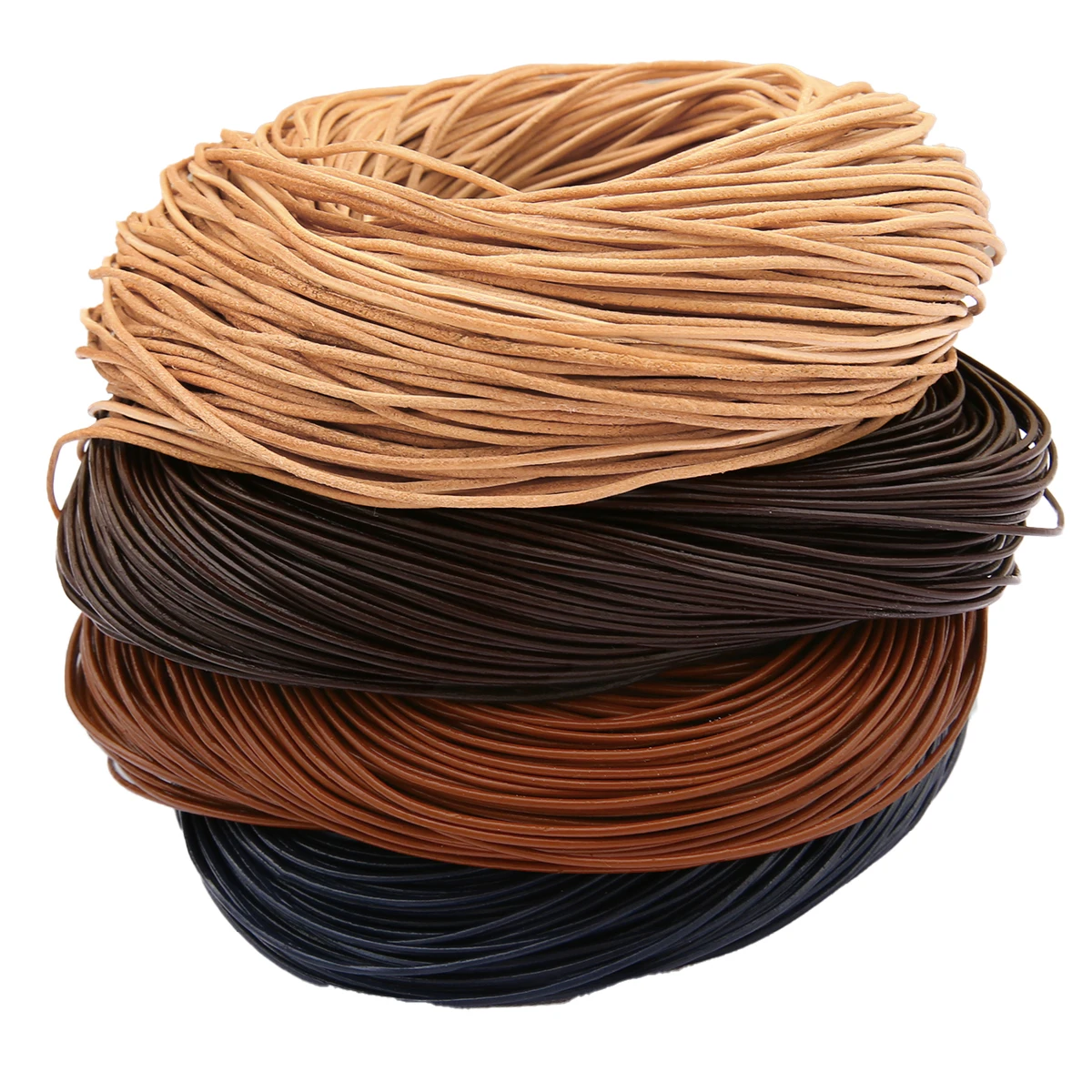 5m Genuine Cowhide Leather Round Rope for DIY Necklace & Bracelet ...