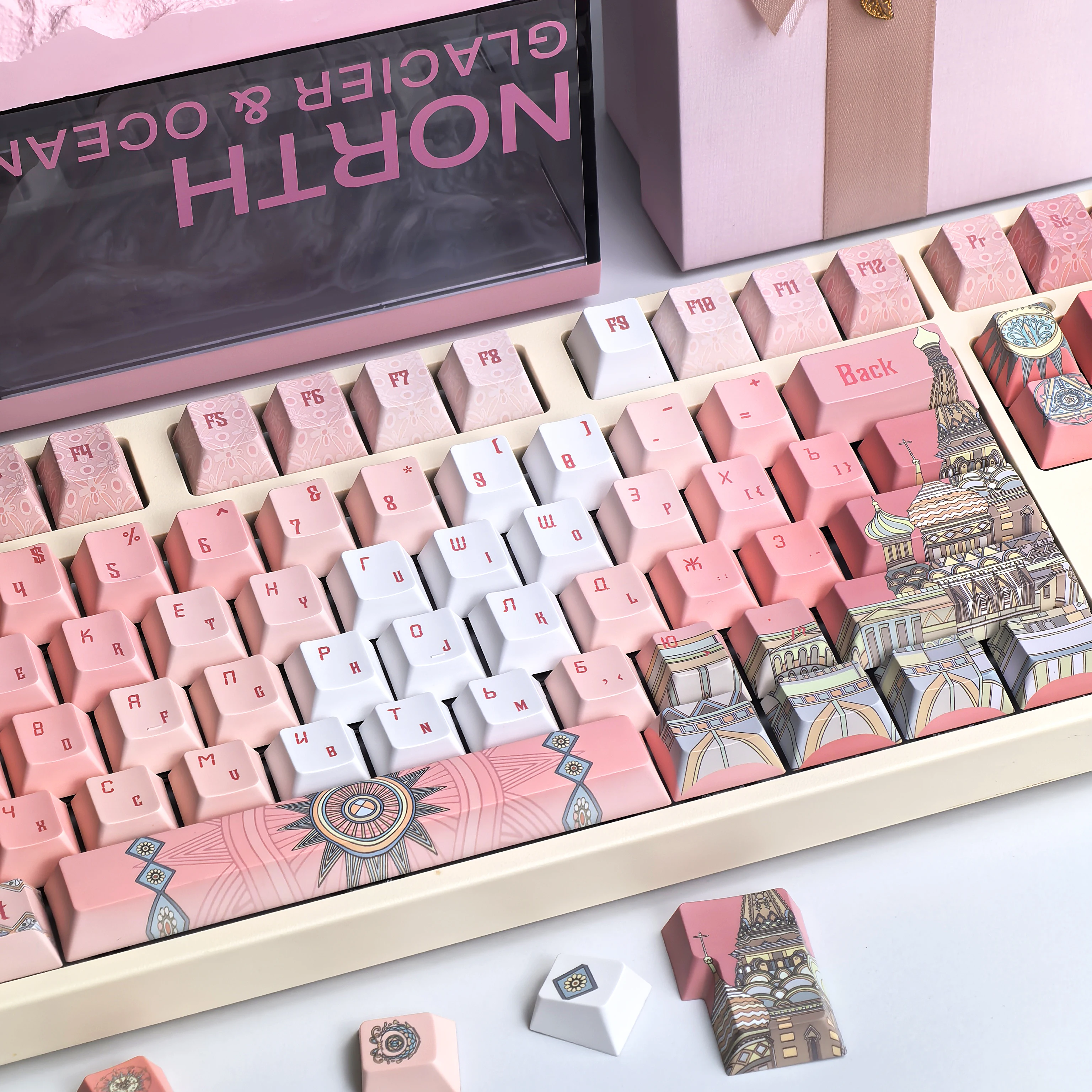 Russian Keycaps 135 keys Pink Russian Style Church Architecture Cherry ...