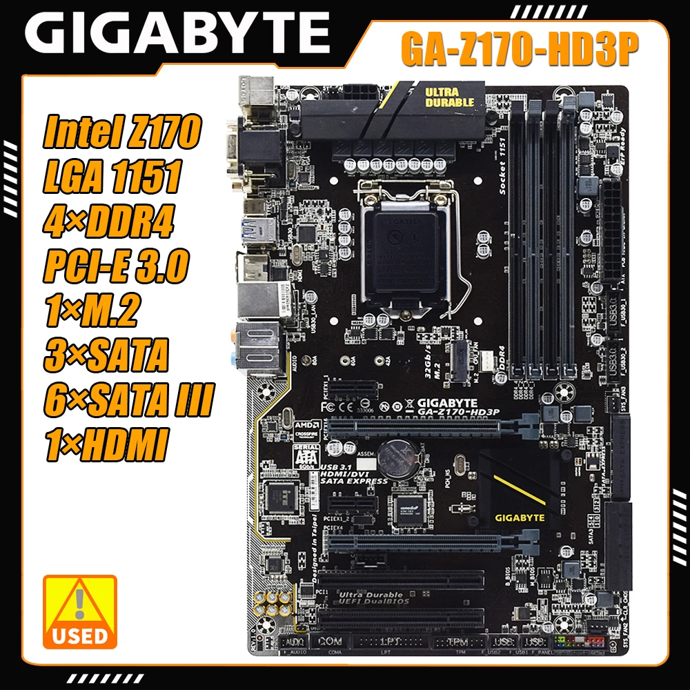 GIGABYTE-placa-base-de-Z170-HD3P-Chipset-Intel-Z170-DDR4-64GB-LGA-1151 ...