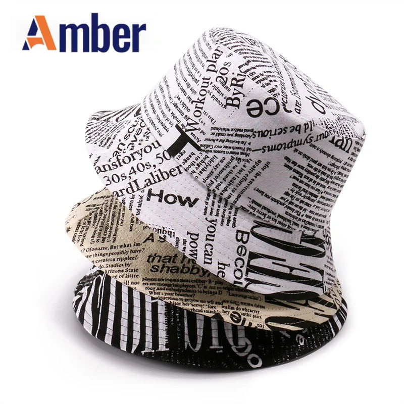 Amber-Newspaper-Bucket-Hat-Panama-Reversible-Bucket-Hats-Double-Sides ...