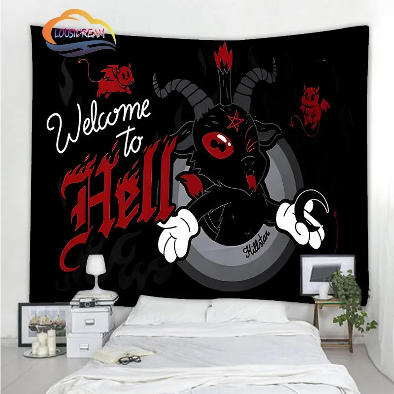 Satan-Baphomet-Tapisserie-Horror-dunkles-Pentagramm-D-mon-Ziege-Wand ...
