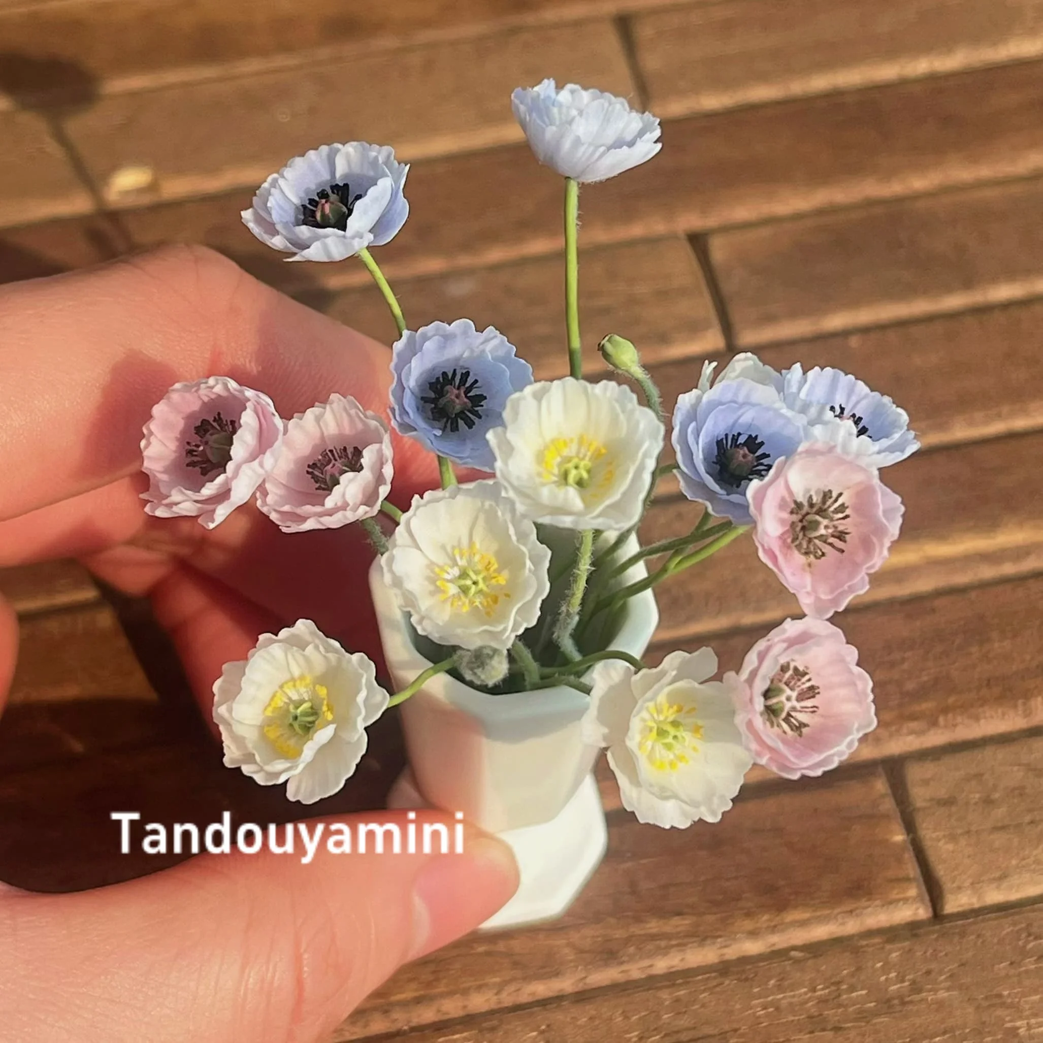 Miniature toy Simulated clay flower Corn poppy mini garden model for ...